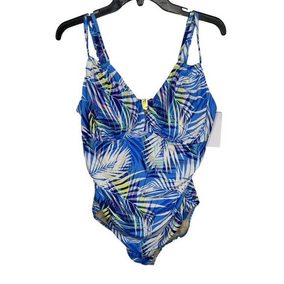 Swimsuits For All | Swim | Swimsuits For All Blue Leaf Print Tropical ...